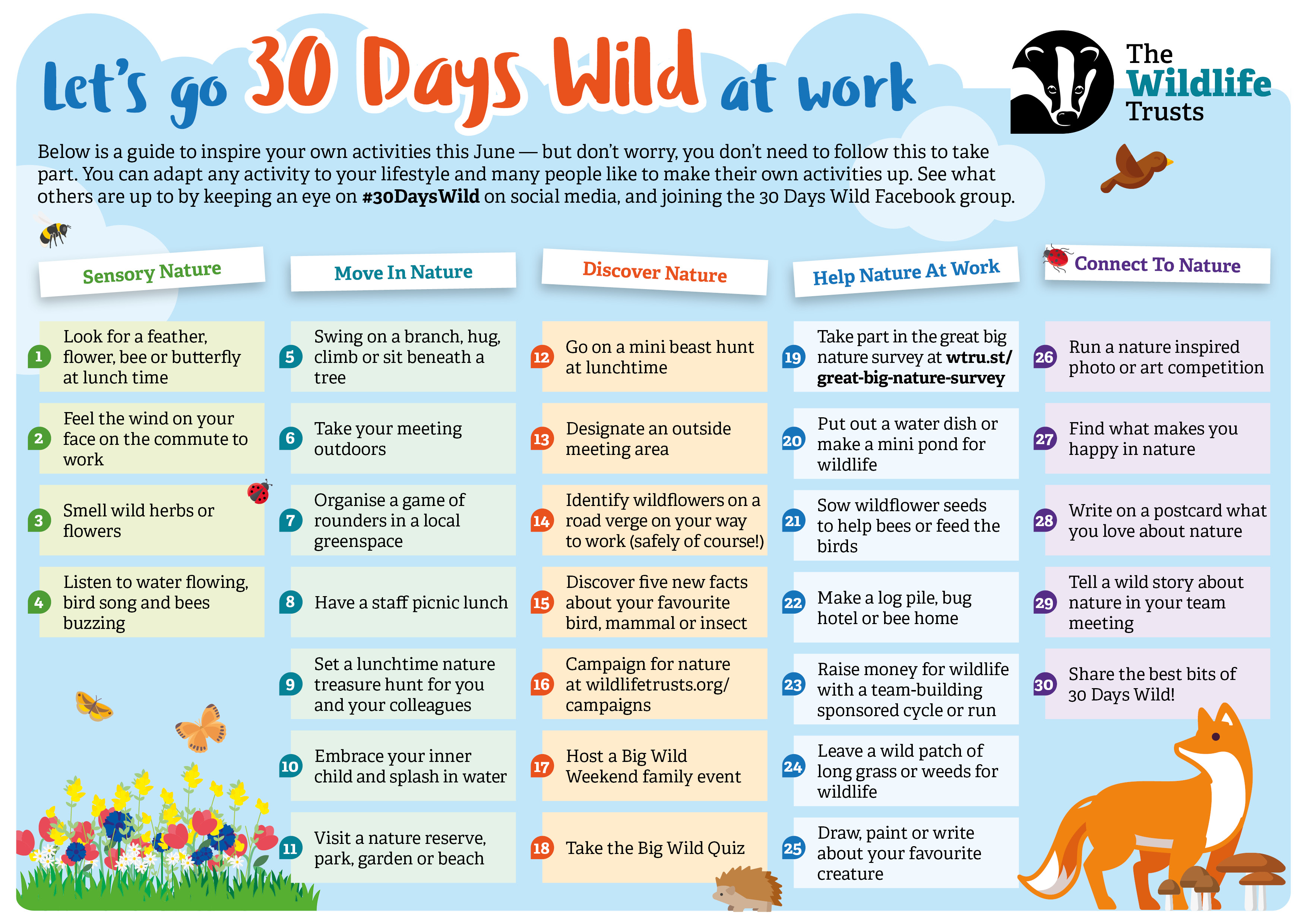 Thank you for signing up for 30 Days Wild - Business | The Wildlife Trusts