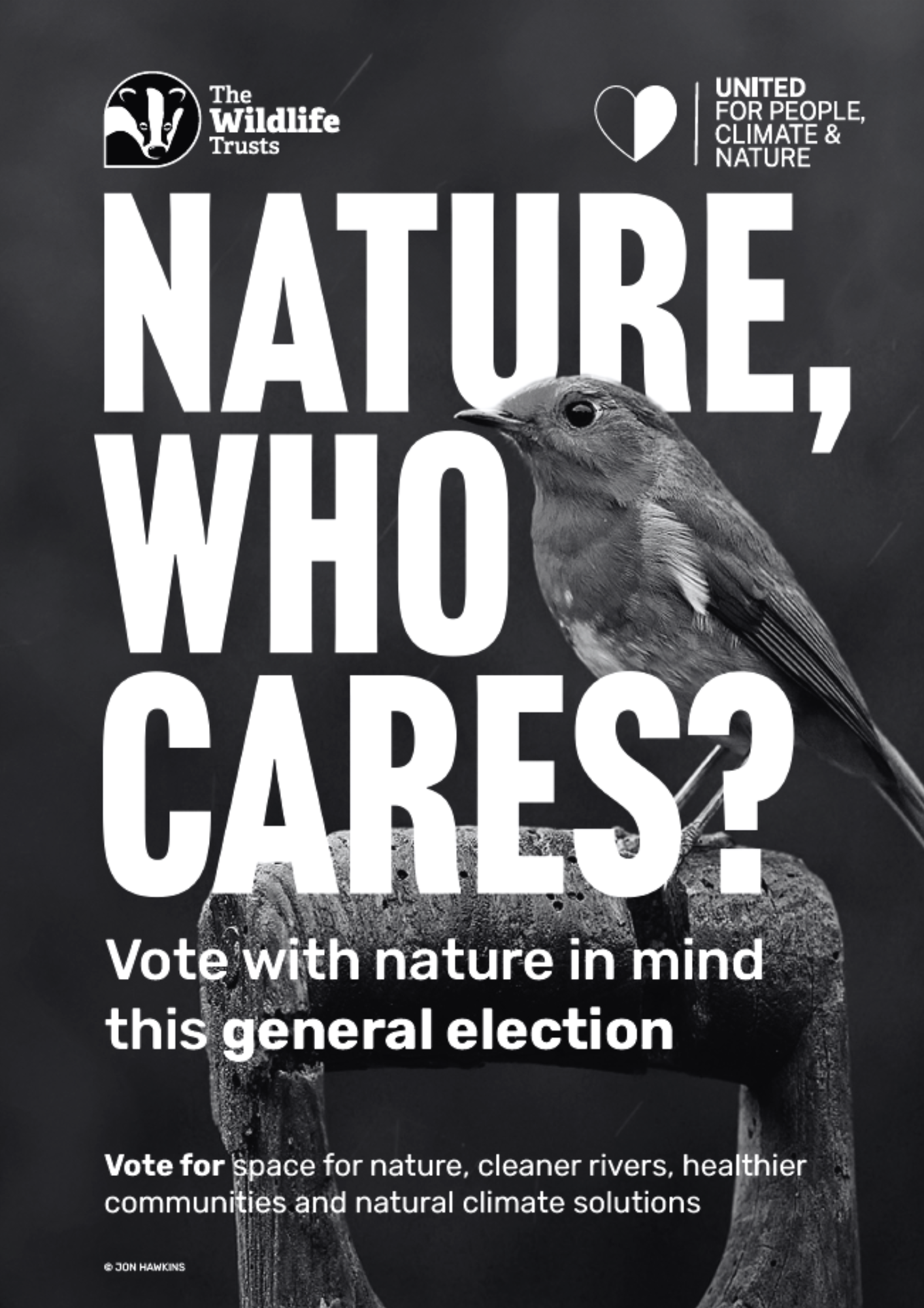 General Election poster robin black and white english | The Wildlife Trusts